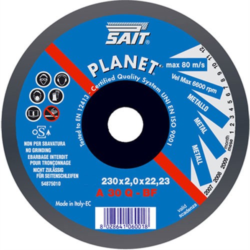 SAIT PLANET Metal Slit Disc 230mm Box of 10 - Globe Engineering ...